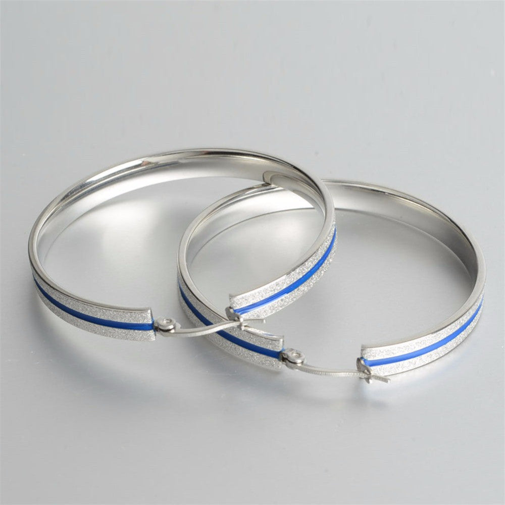 SMALL Thin Blue Line Stainless Steel Hoop Earrings - Thin Blue Line Shop