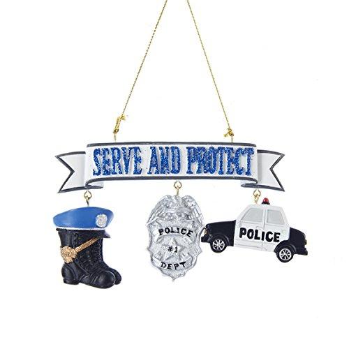 "Serve and Protect" Policeman with Boots, Shield and Car Dangles Ornam ...