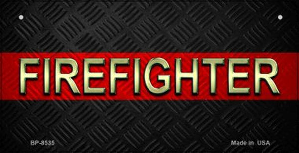 "FIREFIGHTER" Metal License Plate - Thin Blue Line Shop