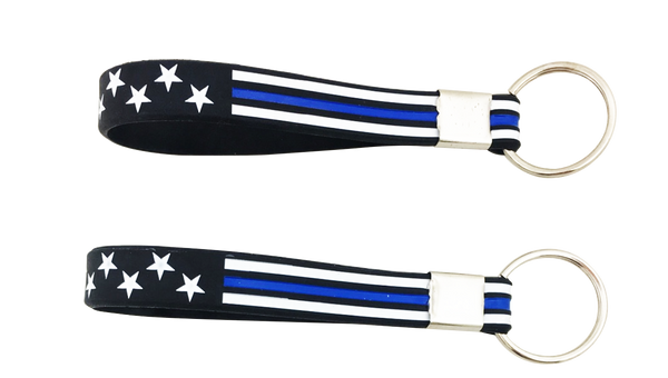 Thin Blue Line American Flag Silicone Keychain - Thin Blue Line Shop